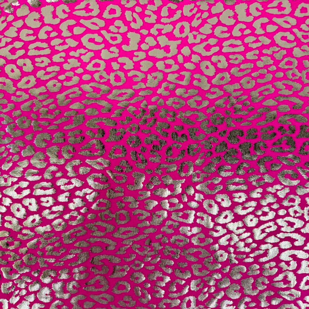 Hot Pink | Silver Sahara Leopard Foil Print Nylon Spandex Apparel ...