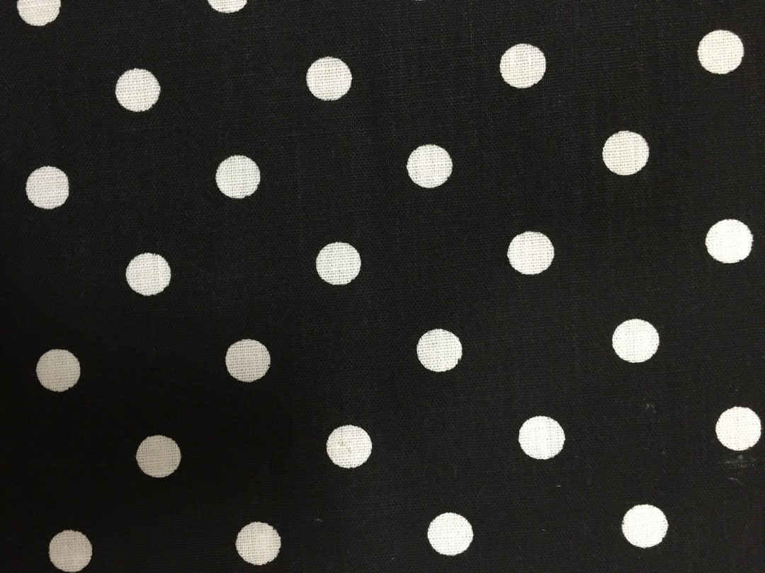 Black White Polka Dot Print Poly Cotton Print Fabric - Sold by the Yard ...