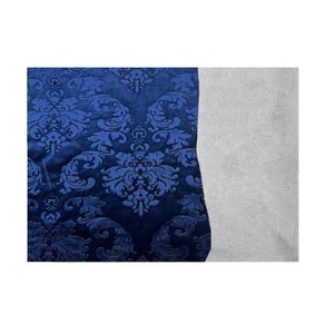 Royal Blue Damask Embossed Velvet Upholstery Drapery Fabric - Sold by ...