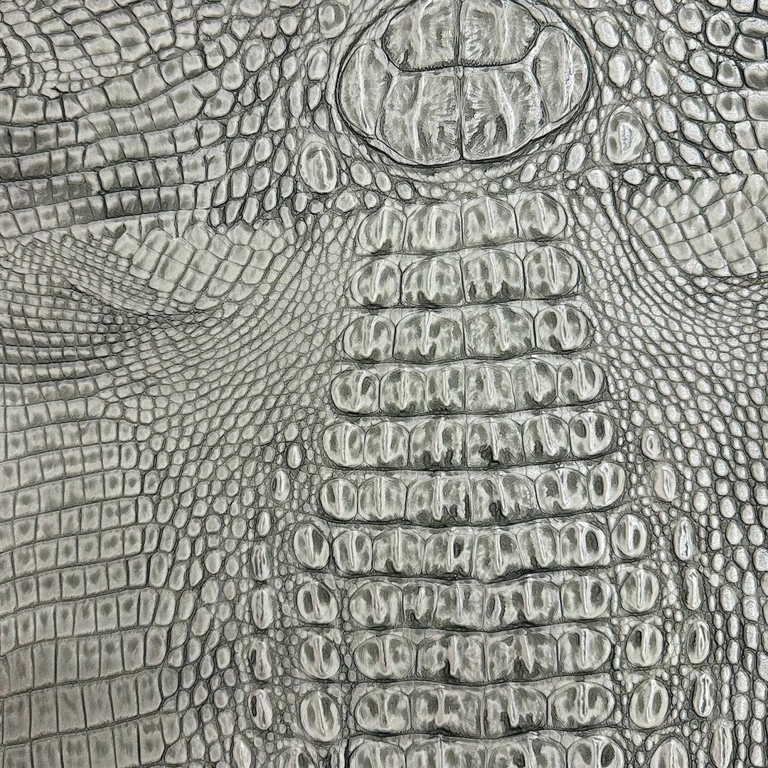 Cement Gray | Black Mugger Two Tone Gator Faux Leather Upholstery ...