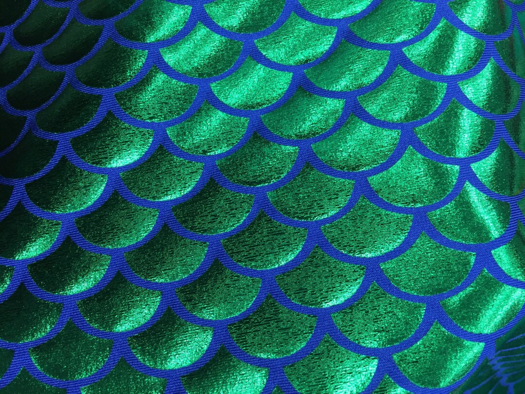 Blue Green Mermaid Scale 4 Way Stretch Hologram Spandex Fabric - BTY ...