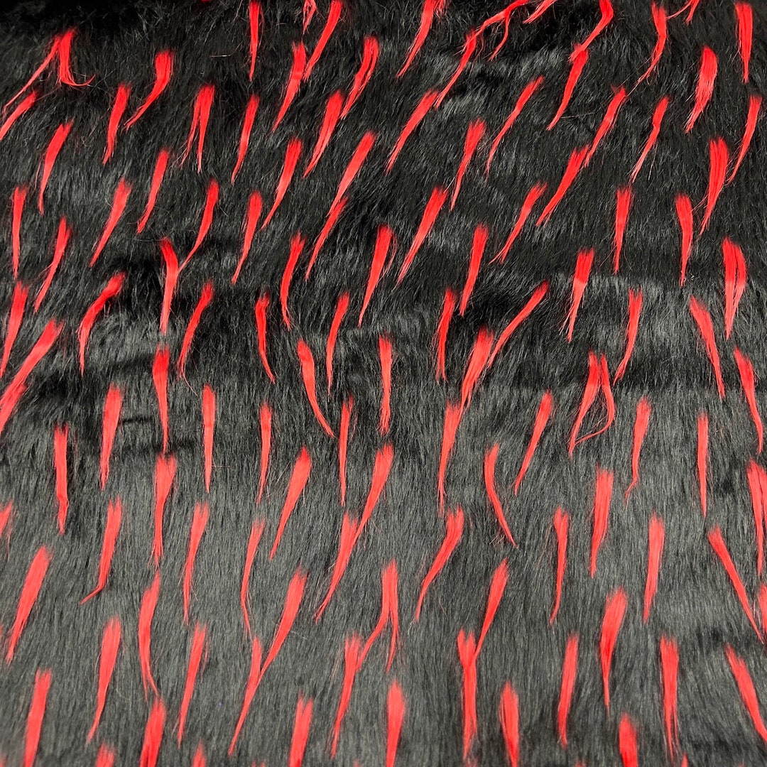 Black | Red Two Tone Spike Shaggy Faux Fur Fabric - Sold by the Yard ...