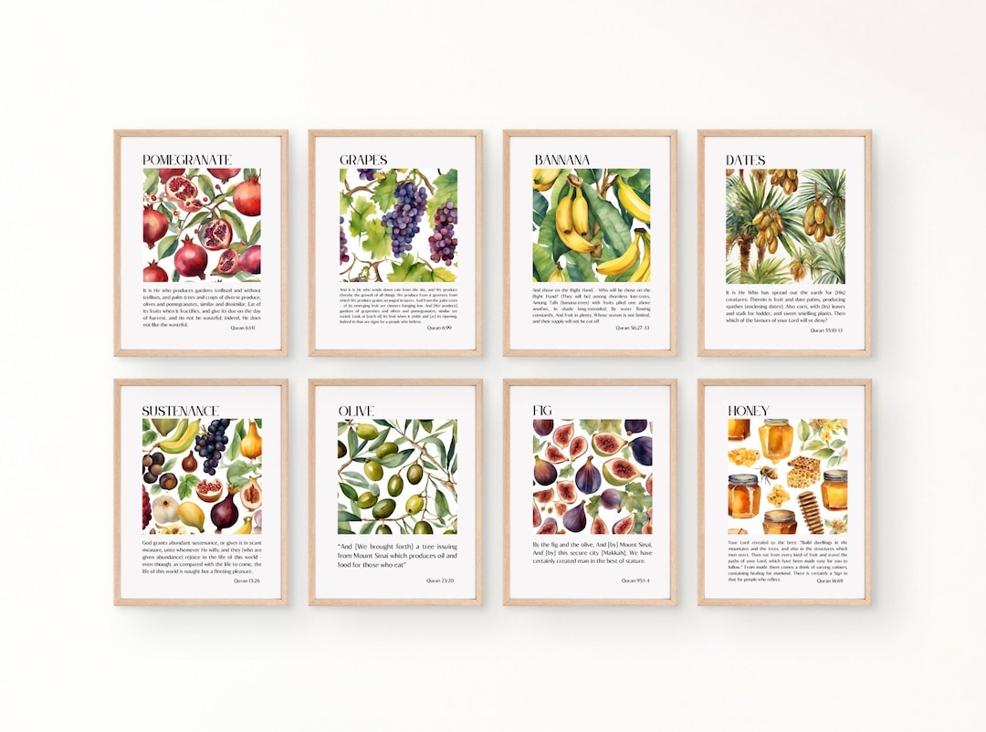 Islamic Wall Art, Islamic Kitchen, Set of 10 Art Prints, Sunnah Foods ...