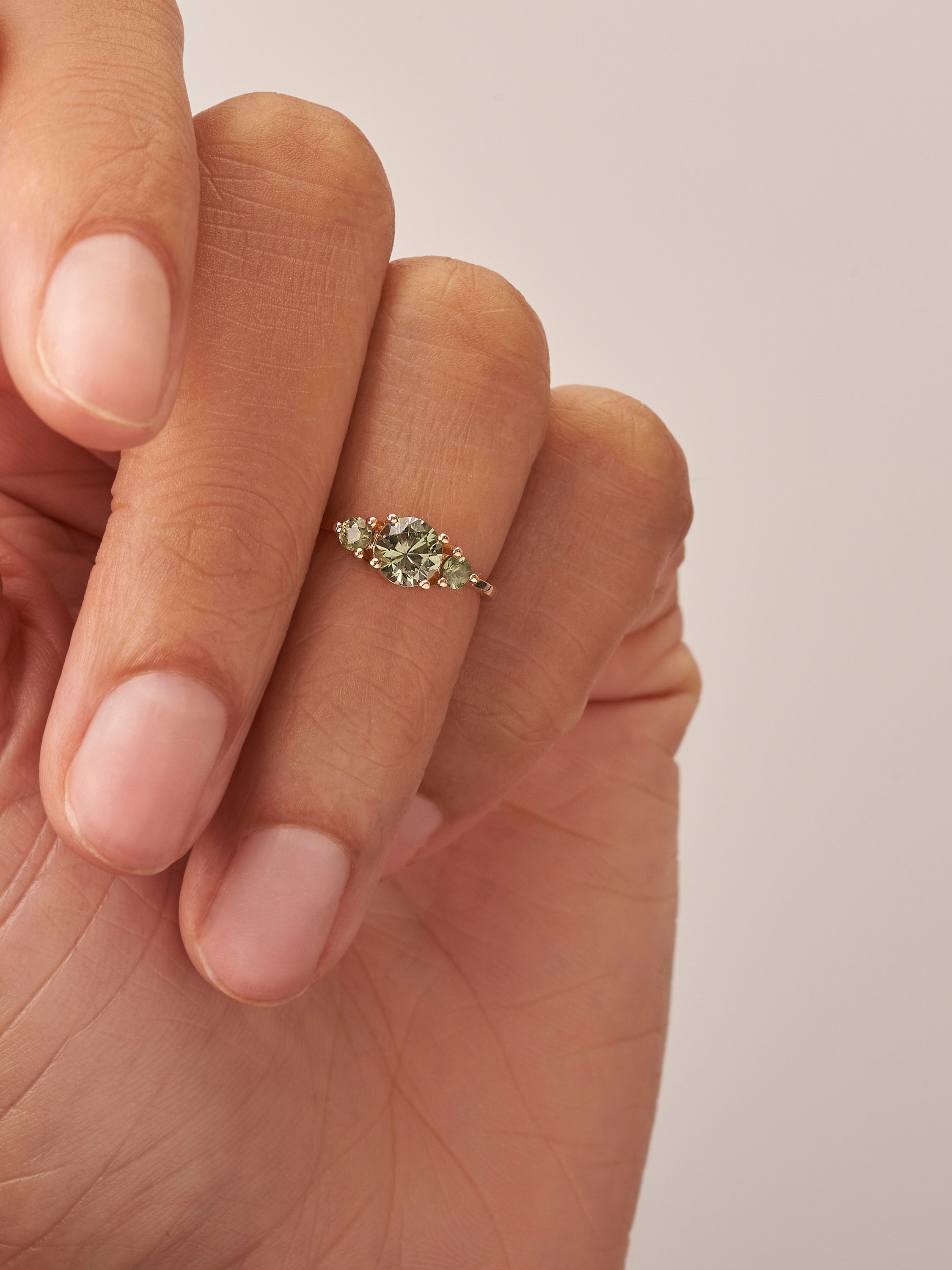 Sage Green Sapphire Engagement Ring, Pale Green Sapphire Ring, Rose ...