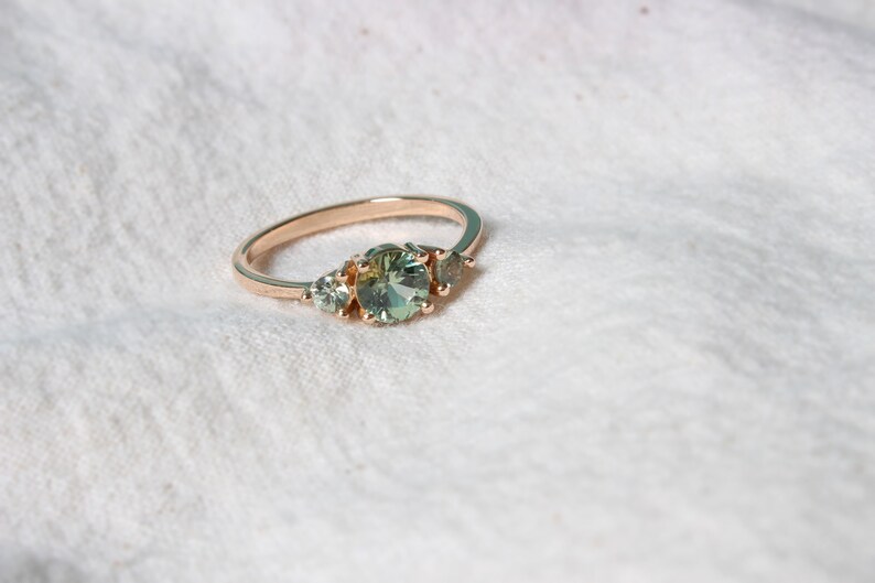 Sage Green Sapphire Engagement Ring, Pale Green Sapphire Ring, Rose ...