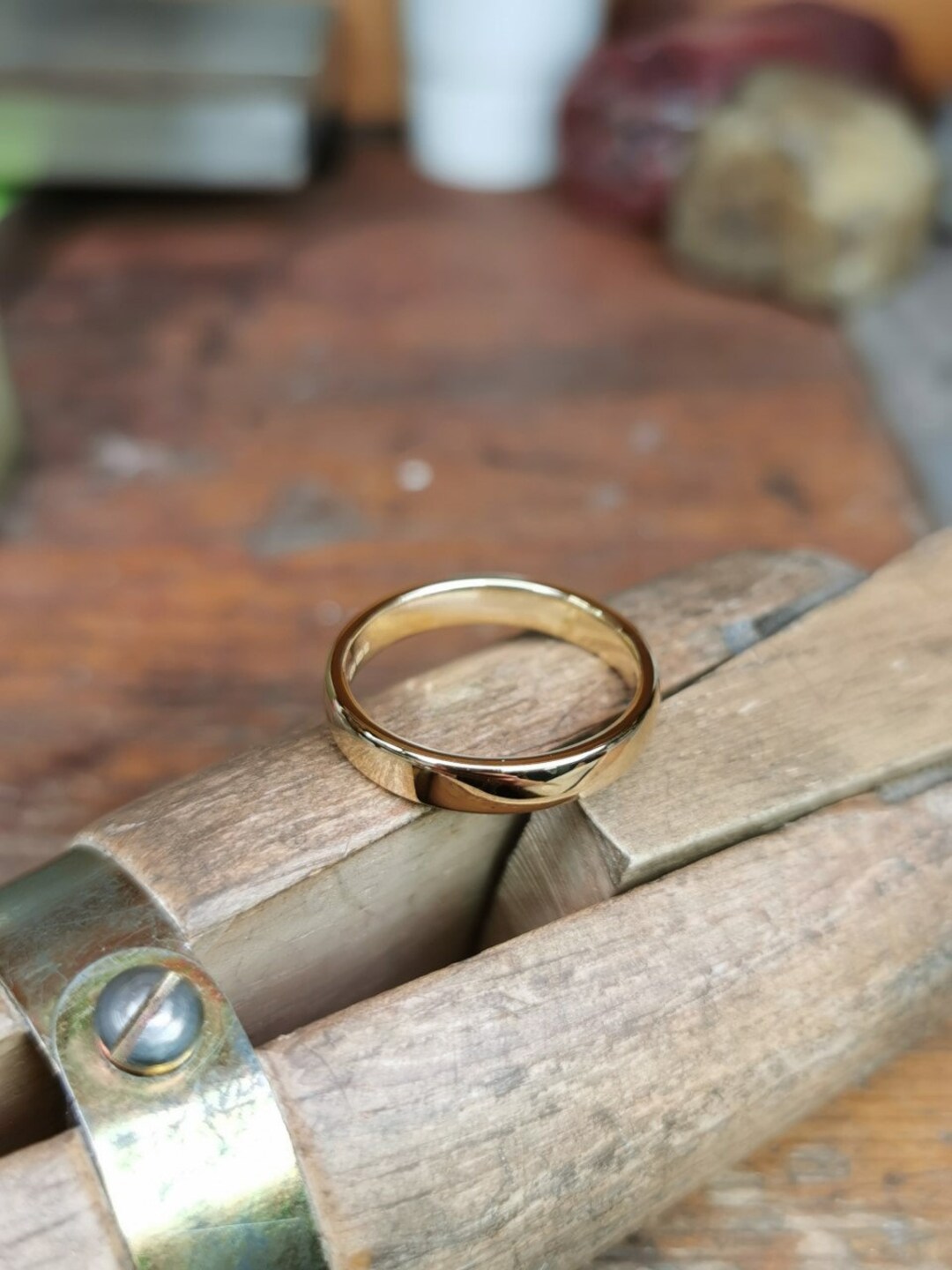 Mens Gold Wedding Ring, Mens Simple Gold Band, Court Shaped Gold Band ...