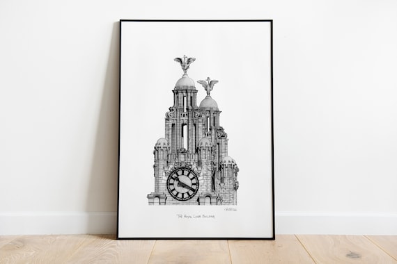 The Royal Liver Building Art Print. Liverpool City Skyline - Etsy