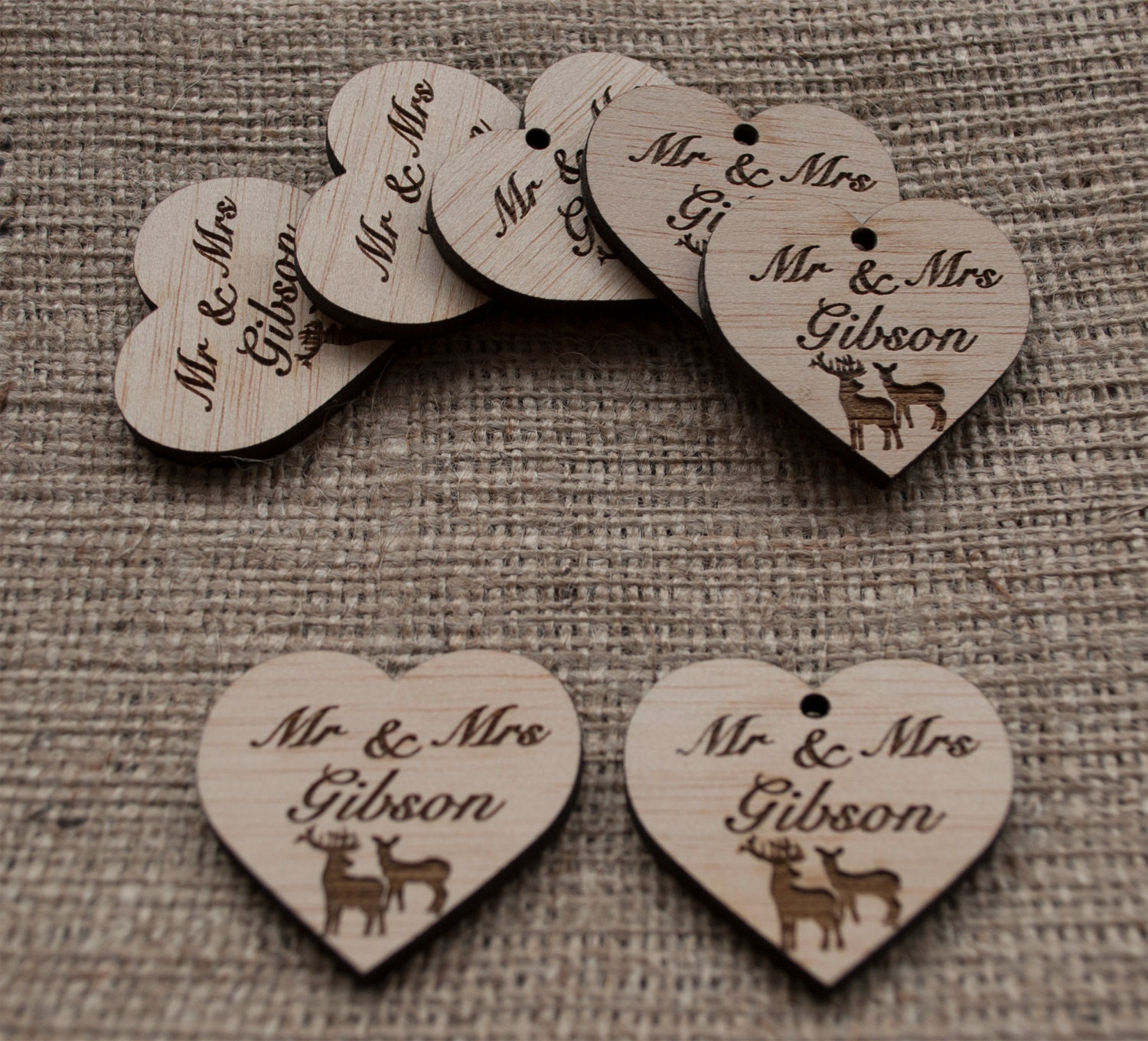 Custom Wedding Tags Wood Wedding Tags Deers Wedding Tags | Etsy