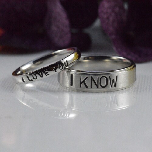 2 Piece Couples Ring Set I Love You I Know 316L Stainless | Etsy