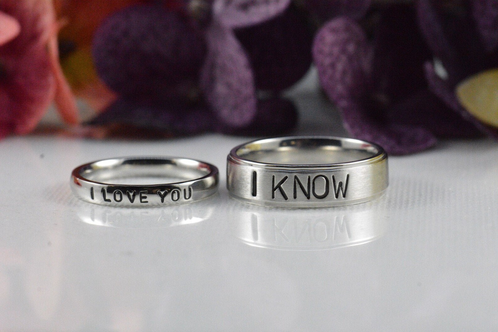 2 Piece Couples Ring Set I Love You I Know 316L Stainless - Etsy