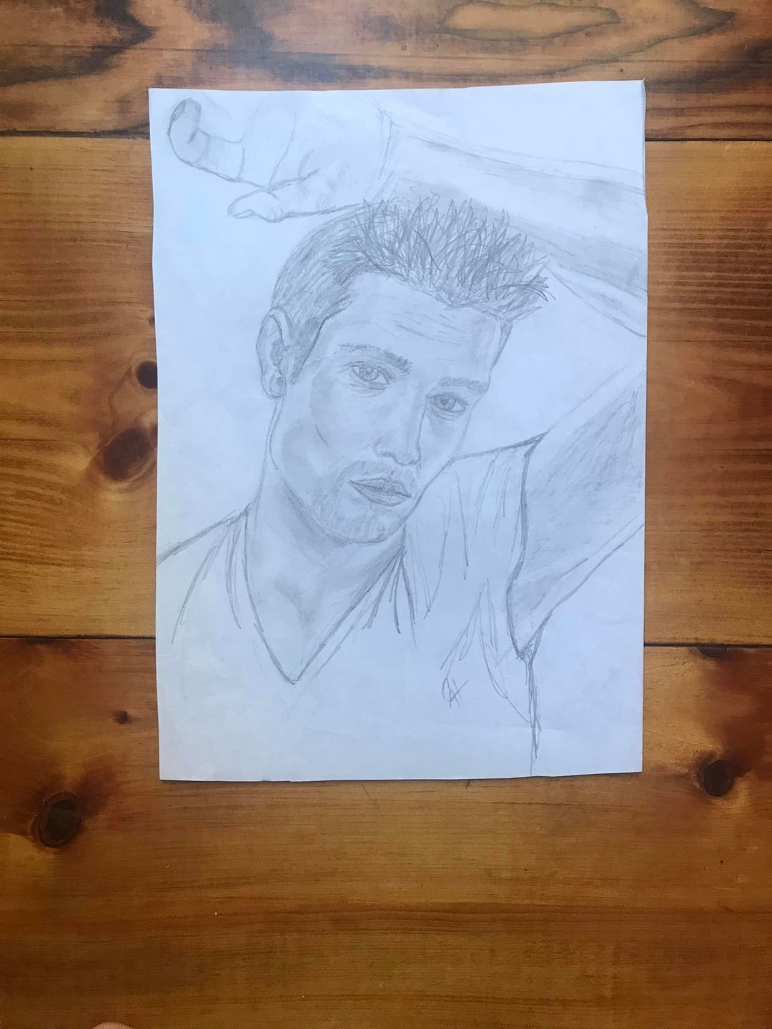 Male Model Portrait, Pencil Drawing, Studio Art Sketch, Original Hand ...