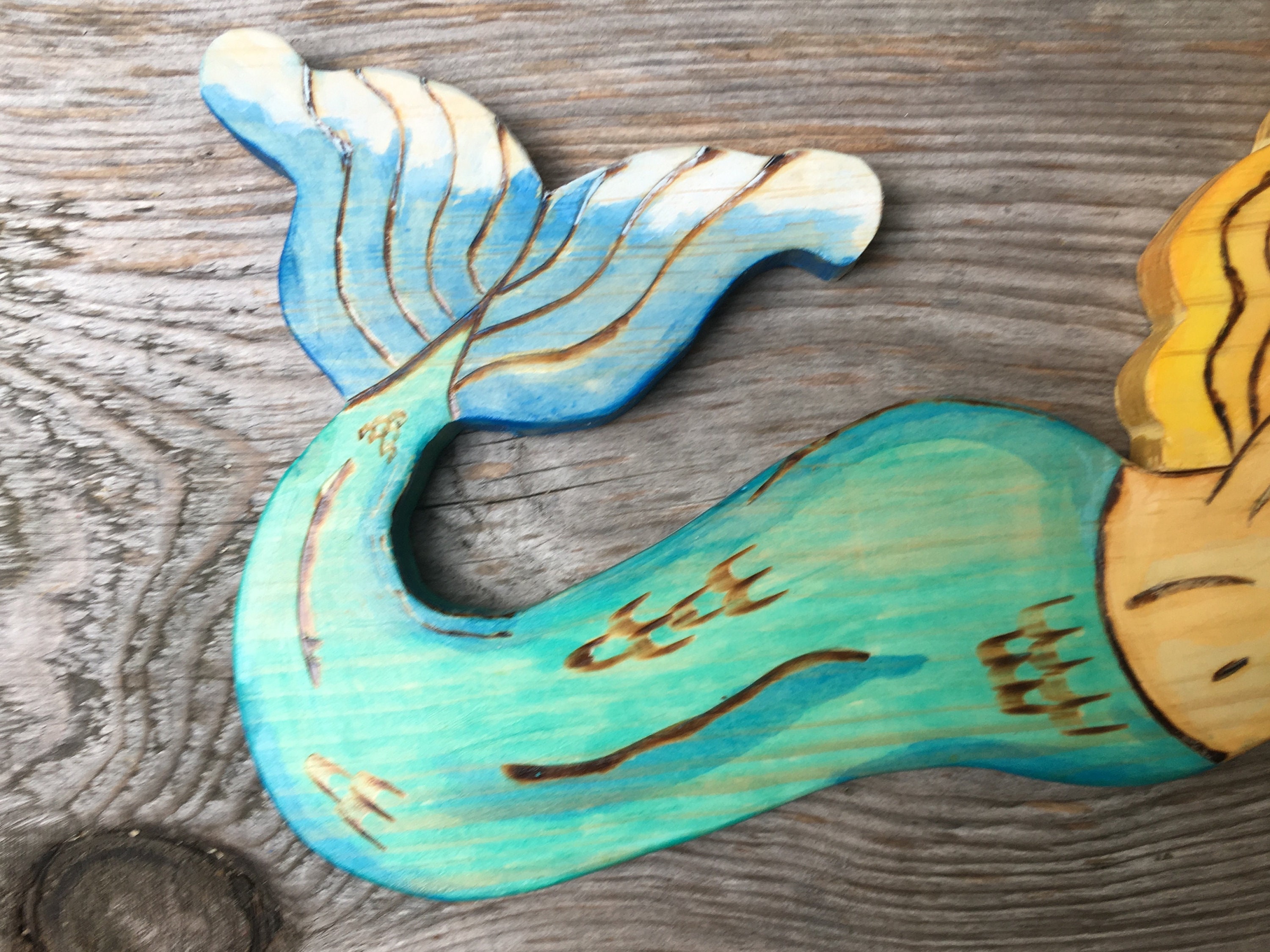 Swimming Mermaid Wall Art Mermaid Decor Blonde Mermaid Wood | Etsy