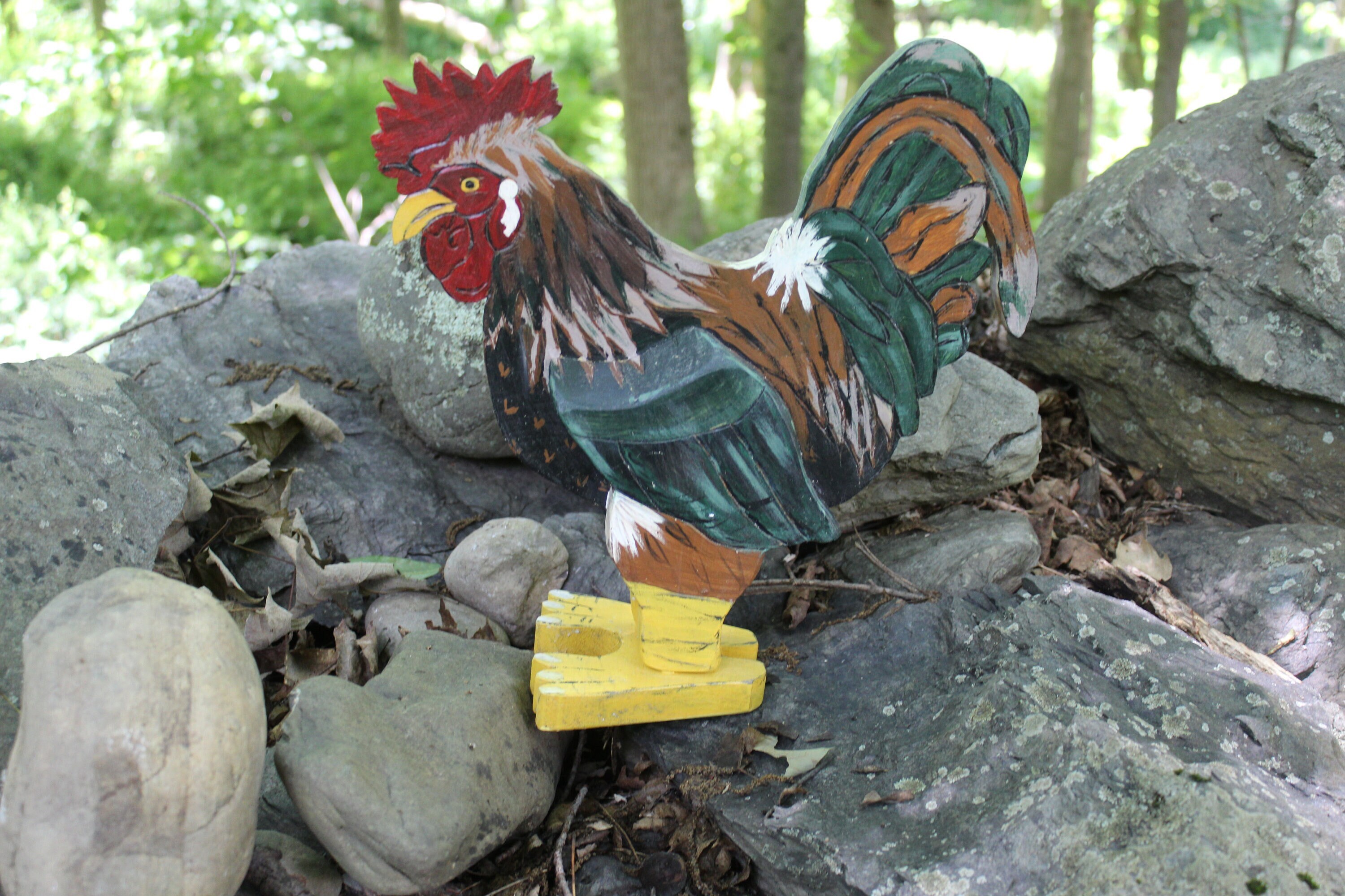 Wooden Rooster Farmhouse Decor Wood Burned Handpainted - Etsy