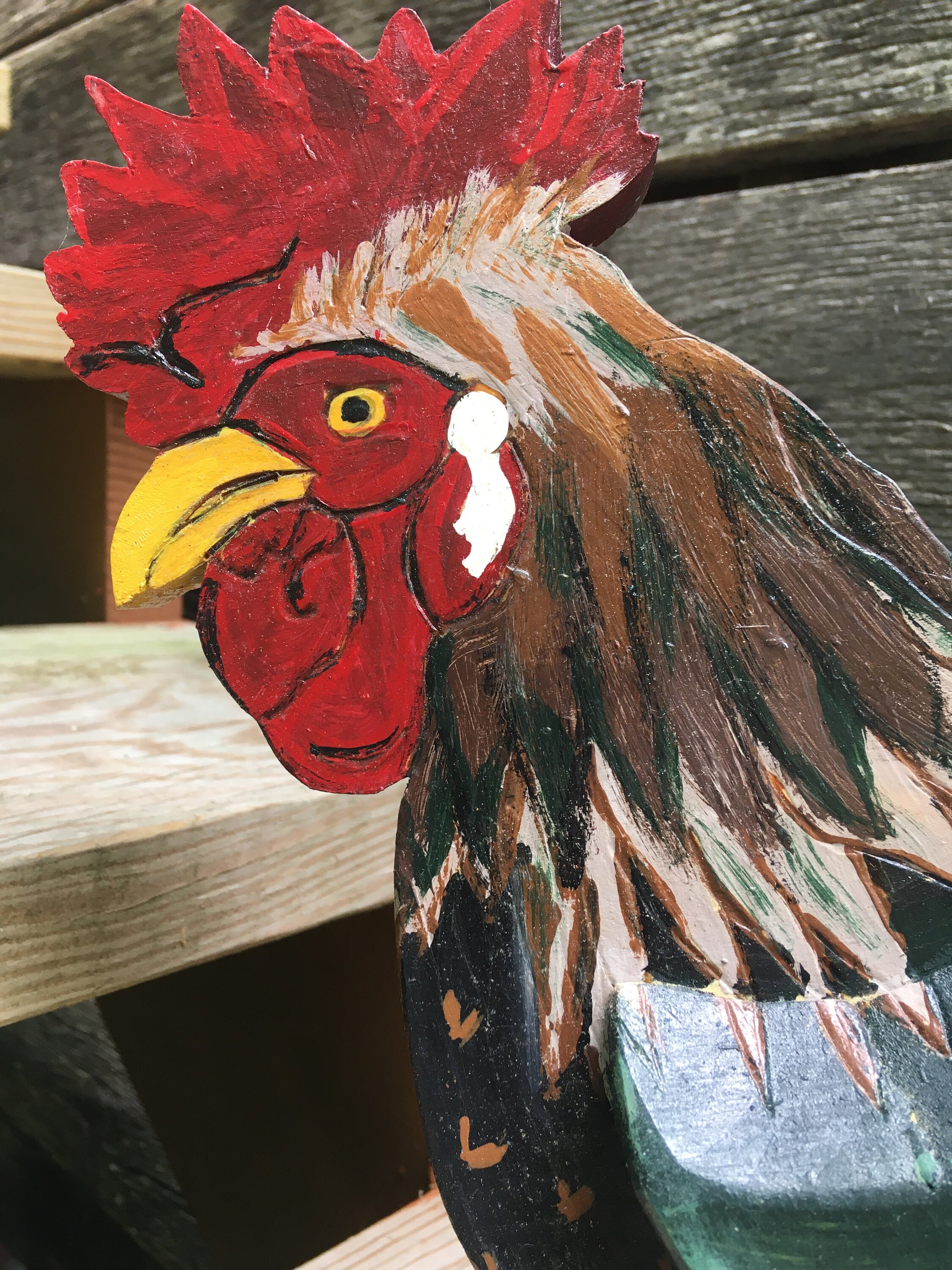 Wooden Rooster Farmhouse Decor Wood Burned Handpainted | Etsy