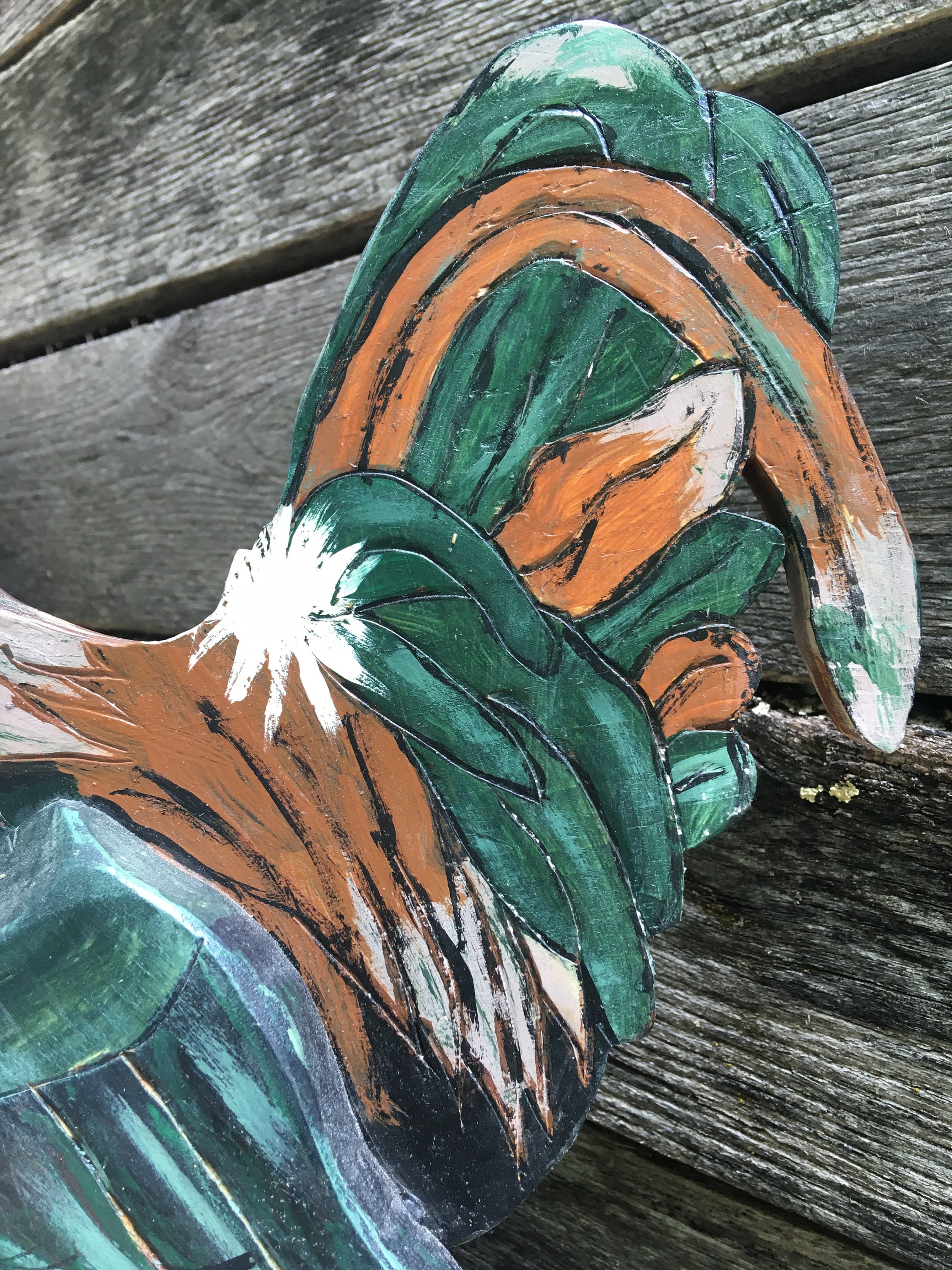 Wooden Rooster Farmhouse Decor Wood Burned Handpainted | Etsy