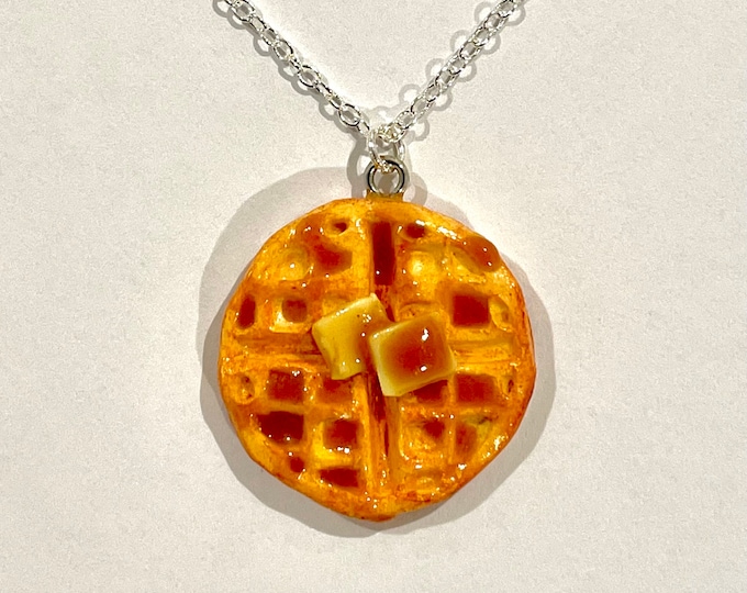 Waffle Kawaii Charm Miniature Food Jewelry Polymer Clay Pendant ...