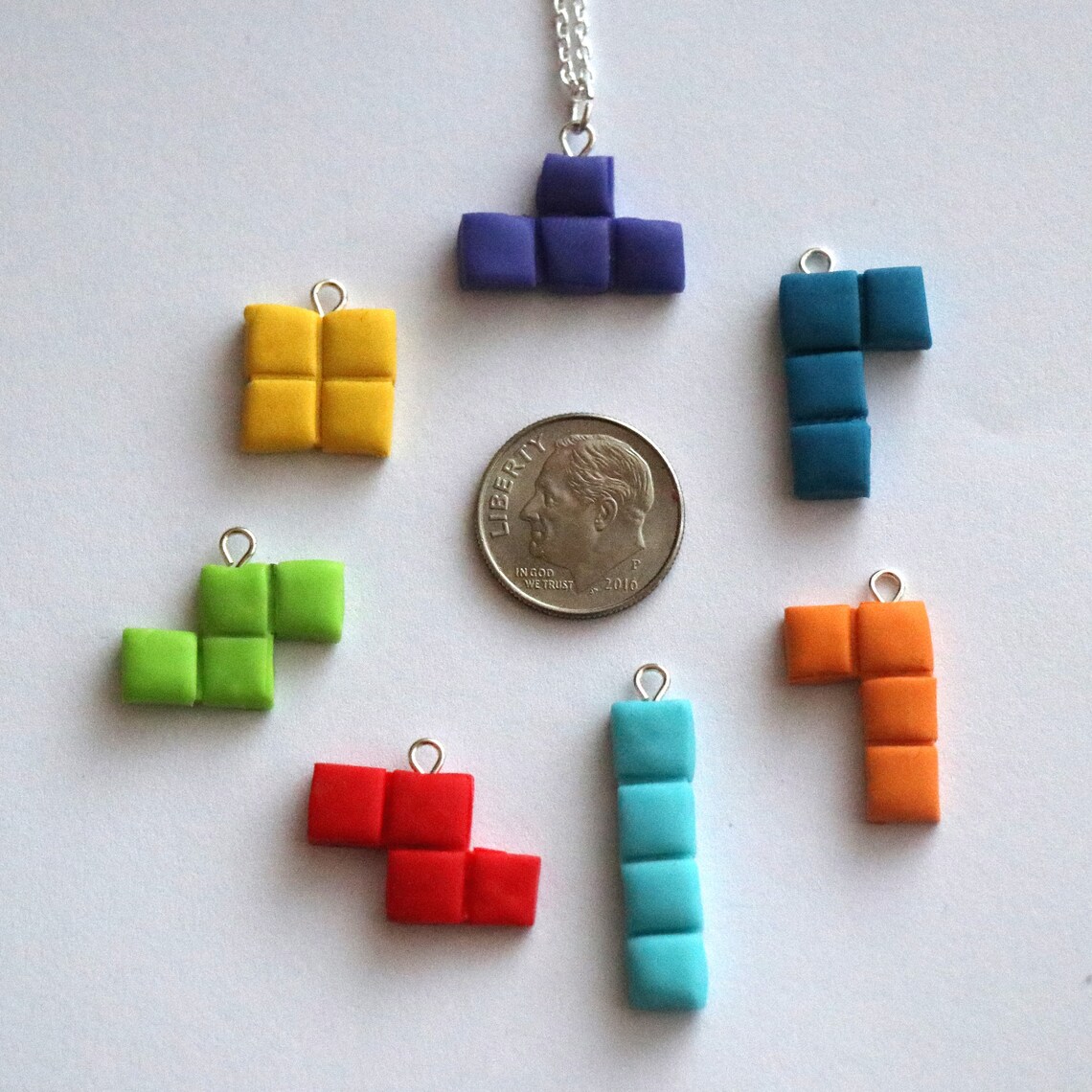 Yellow Tetris Piece Necklace - Etsy