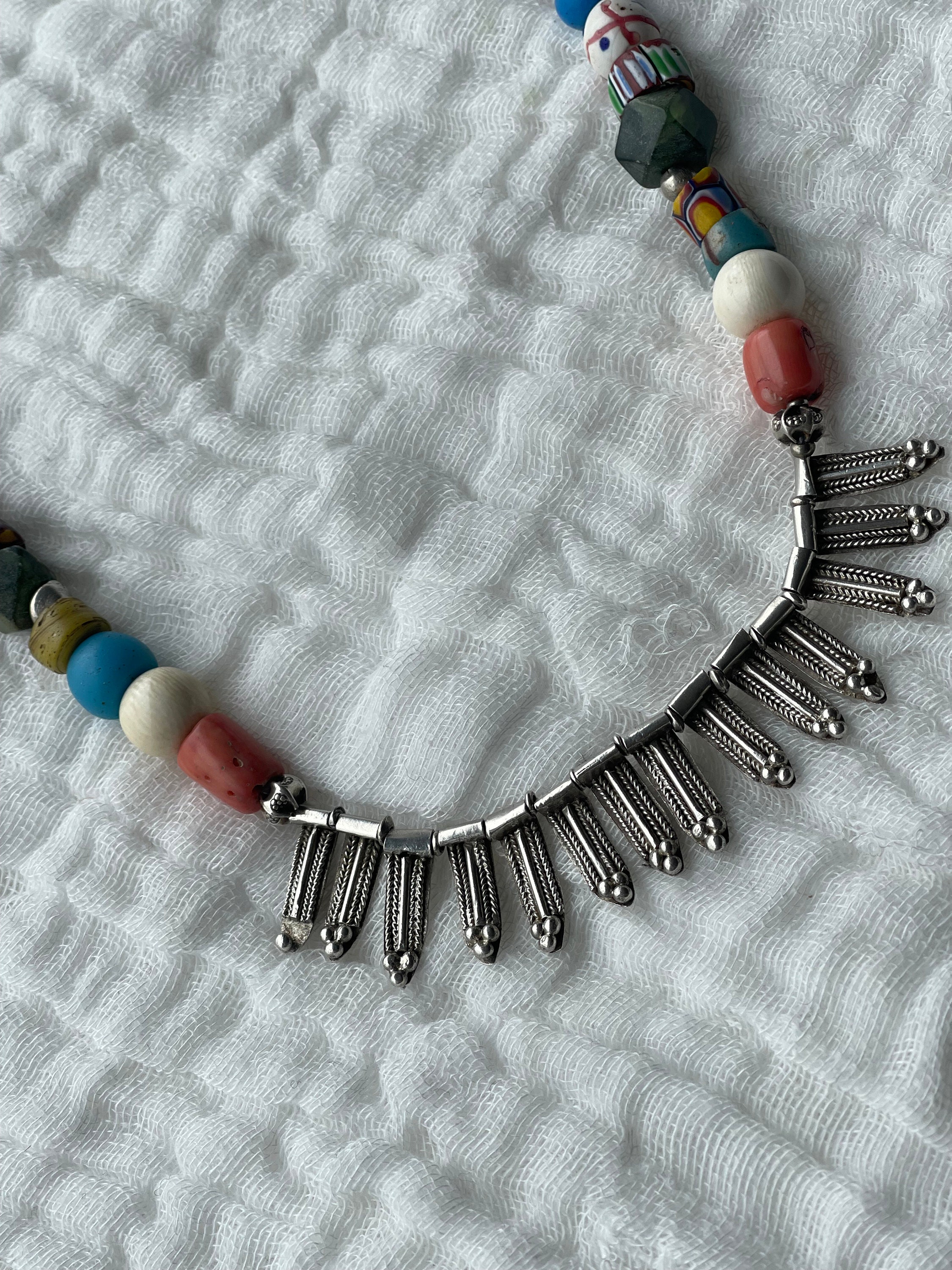 Cheerful Colored Old Trade Beads With Antique Good Silver Eritrean ...