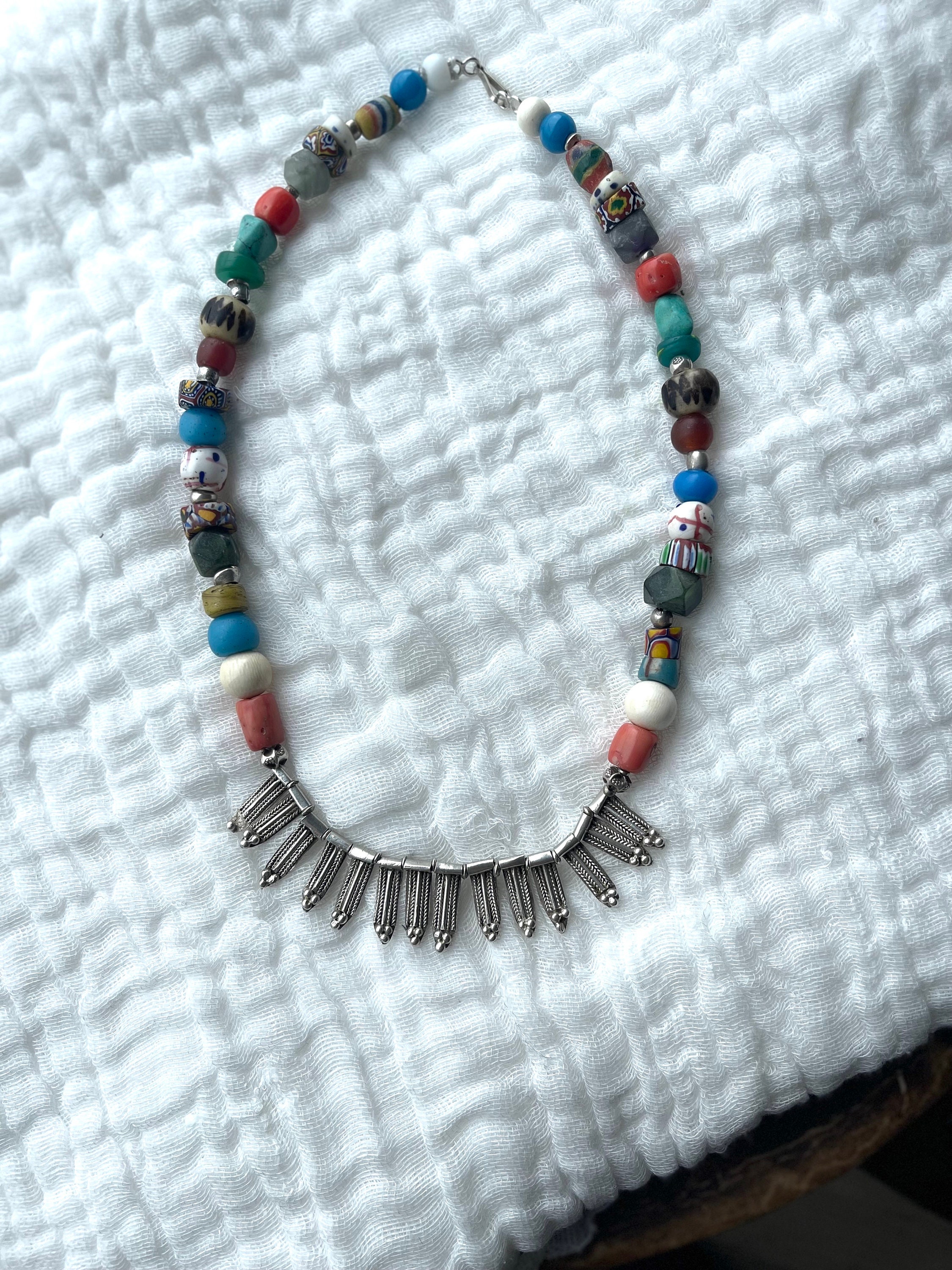Cheerful Colored Old Trade Beads With Antique Good Silver Eritrean ...