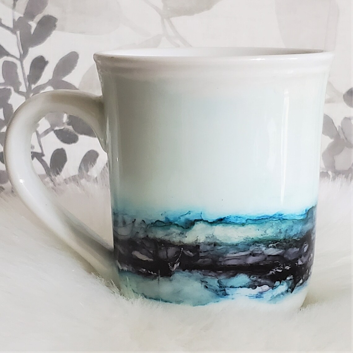 Hand Painted Alcohol Ink 14 OZ Coffee Mug Peaceful Vibes - Etsy