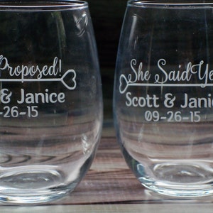 Engaged Couple Gift | Proposal Wine Glasses | Engagement Gift| Pair of ...