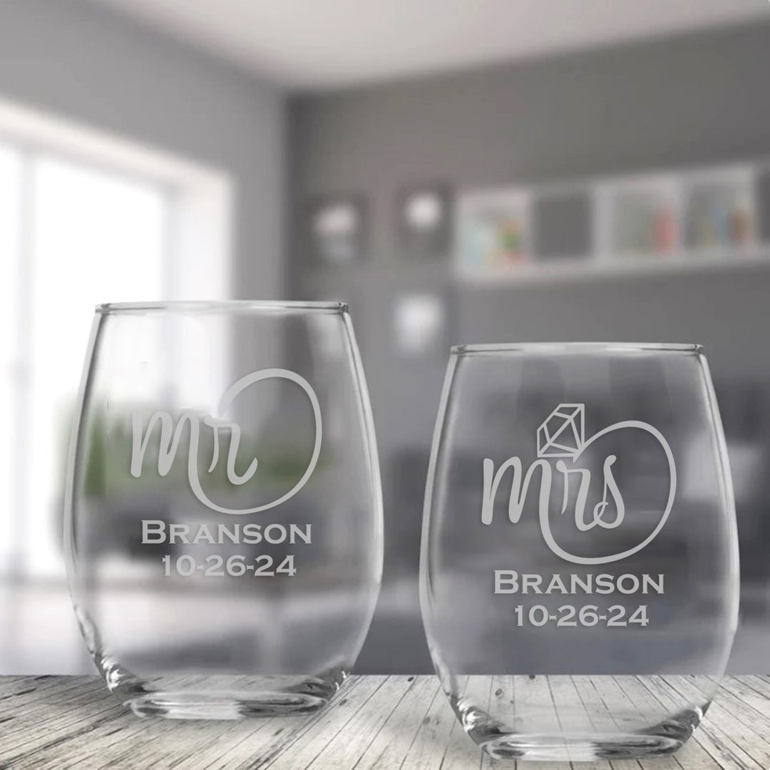 Personalized Wedding Stemless Wine Glasses | Wedding Gift Wine Glasses ...