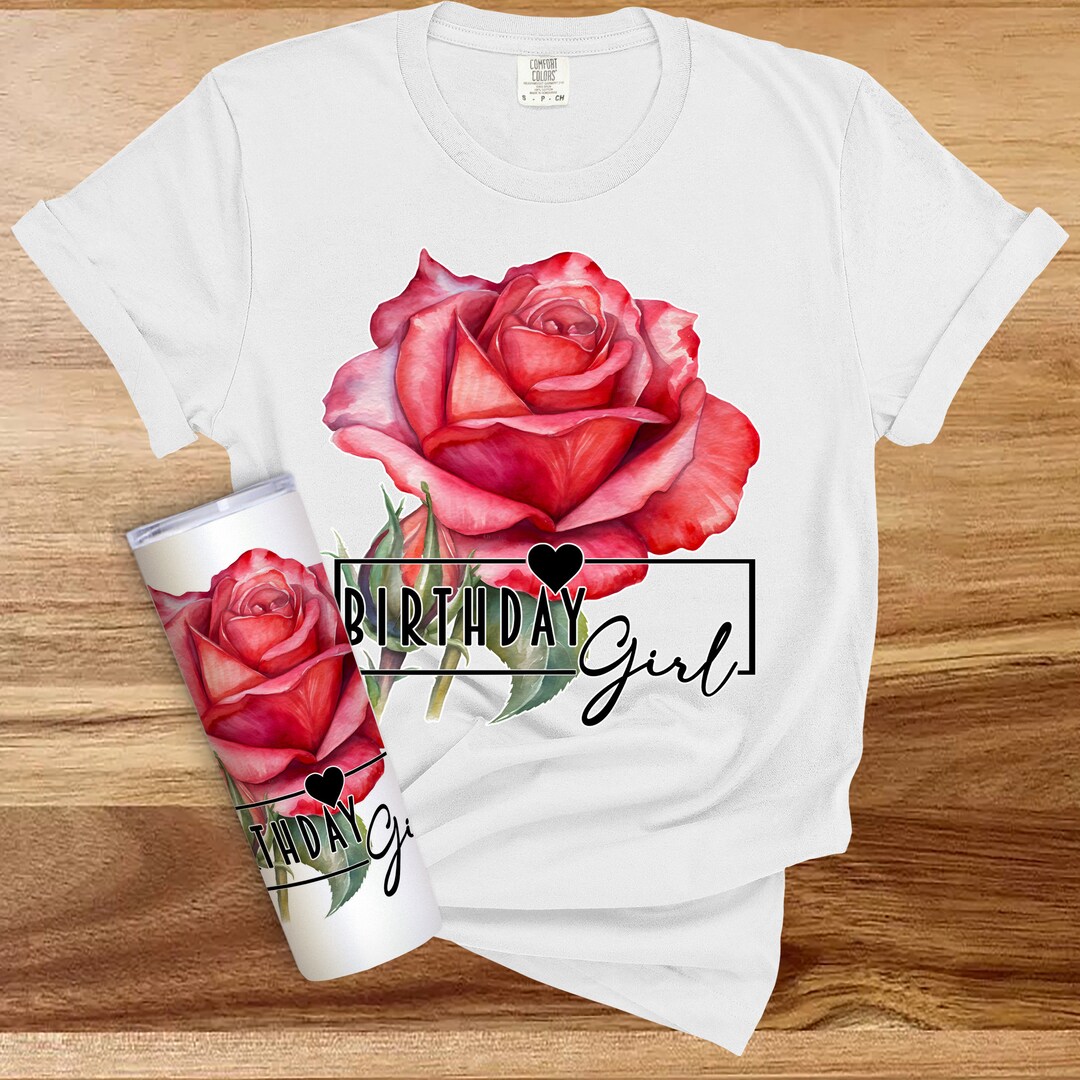 June Birthday Girl T-shirt and Tumbler Gift Set, June Birth Flower Rose ...