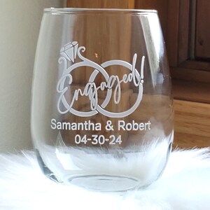 Personalized Engaged Stemless Wine Glasses | Proposal Wine Glasses ...