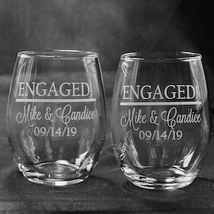 Personalized Engaged Couple Wine Glasses | Proposal Wine Glasses ...