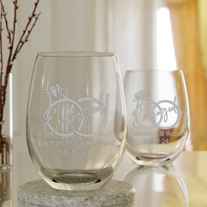 Personalized Engaged Stemless Wine Glasses | Proposal Wine Glasses ...