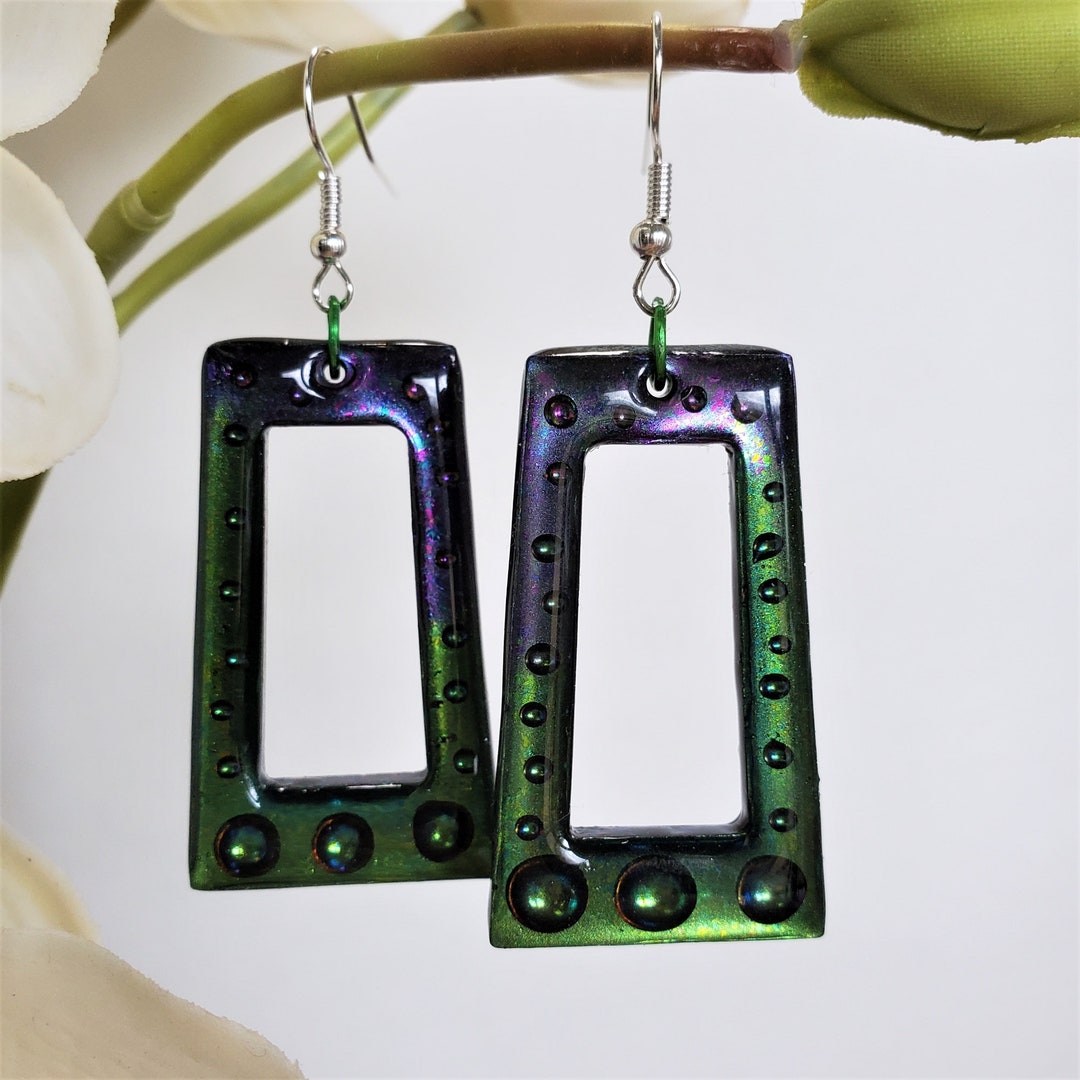 Color Change Raindrop Resin Earrings, Lightweight Earrings, Rain Drop ...