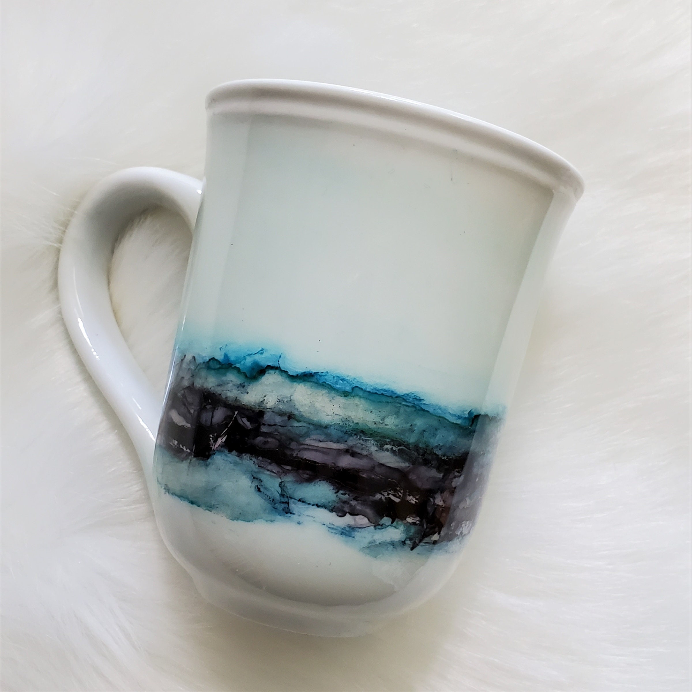 Hand Painted Alcohol Ink 14 OZ Coffee Mug | Peaceful Vibes Alcohol Ink ...