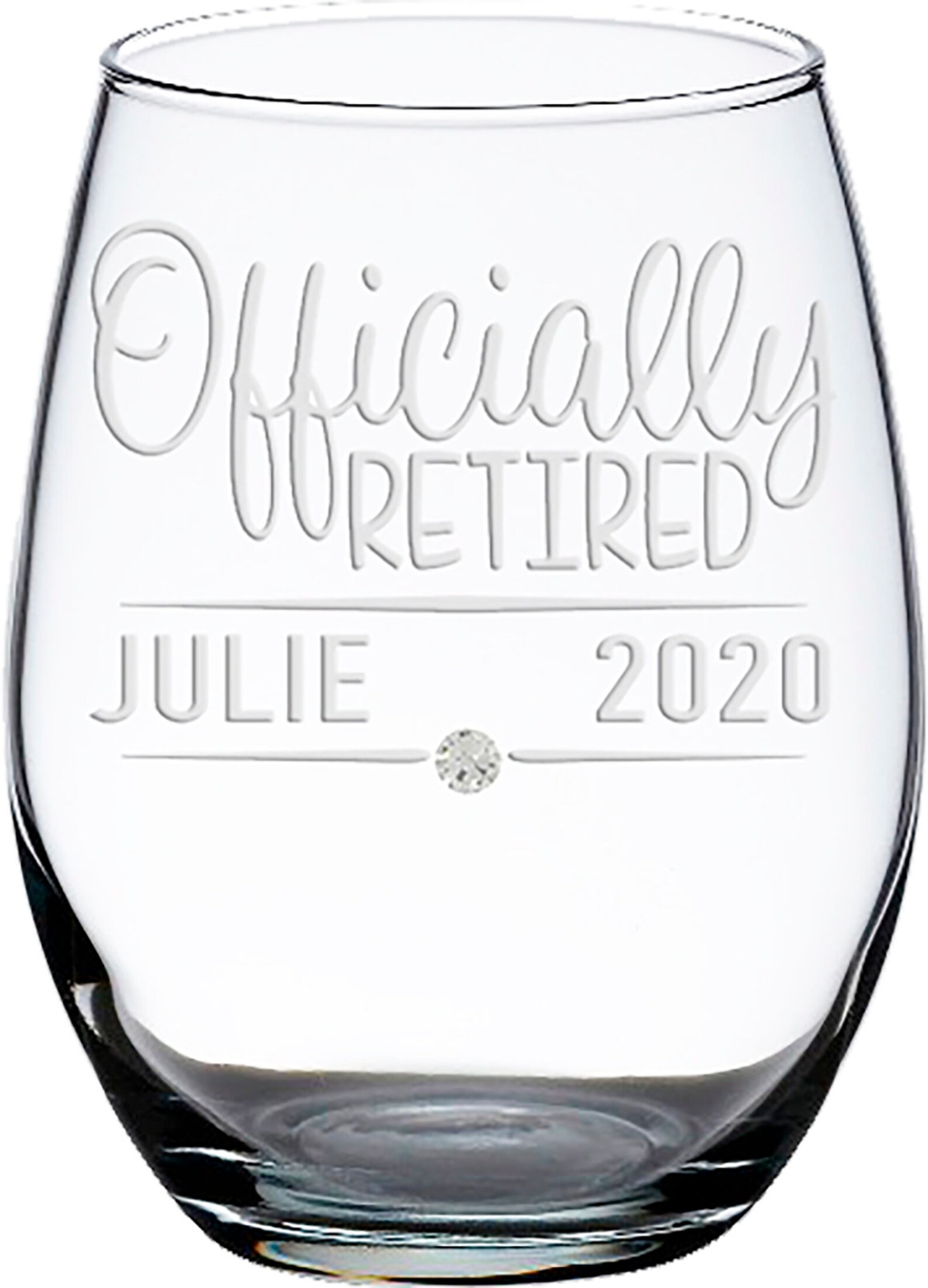 Personalized Officially Retired Wine Glass | Wine Glass Retirement ...