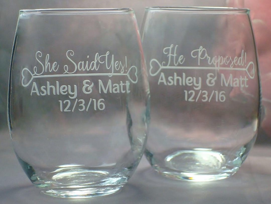 Engaged Couple Gift | Proposal Wine Glasses | Engagement Gift| Pair of ...