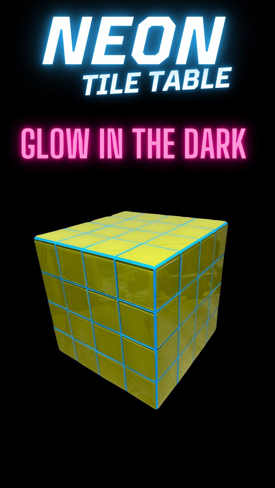 Tile Table Neon With Glow in the Dark Grout - Etsy
