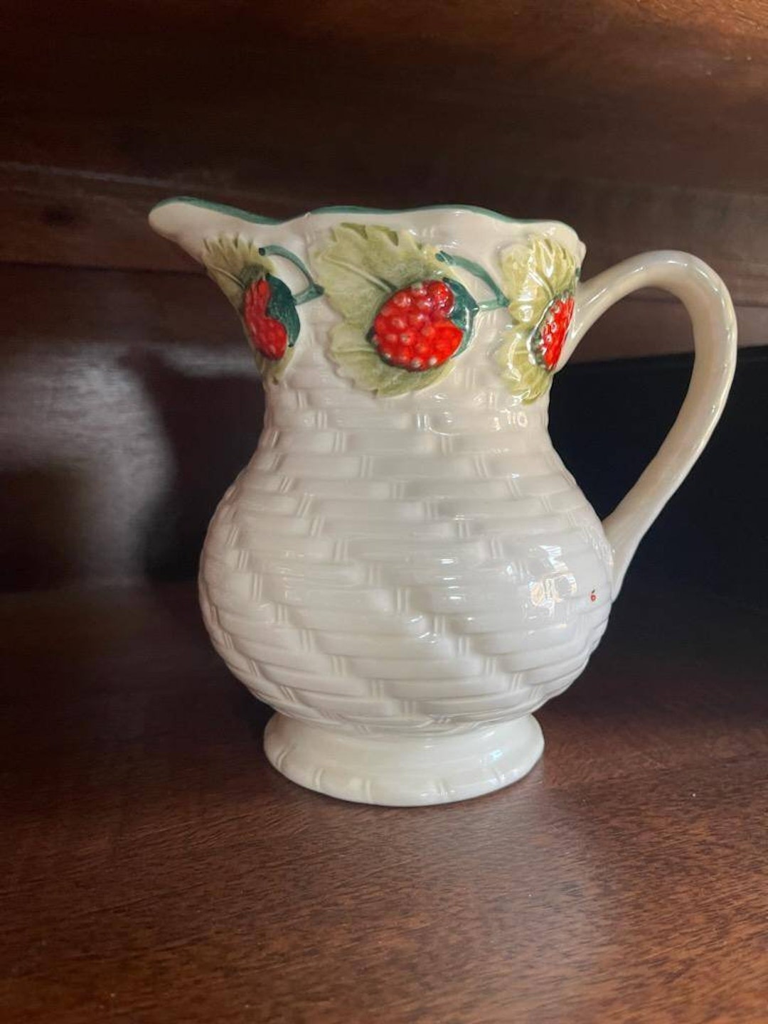 Vintage Ceramic Strawberry Drink Pitcher. Beautiful Condition. - Etsy