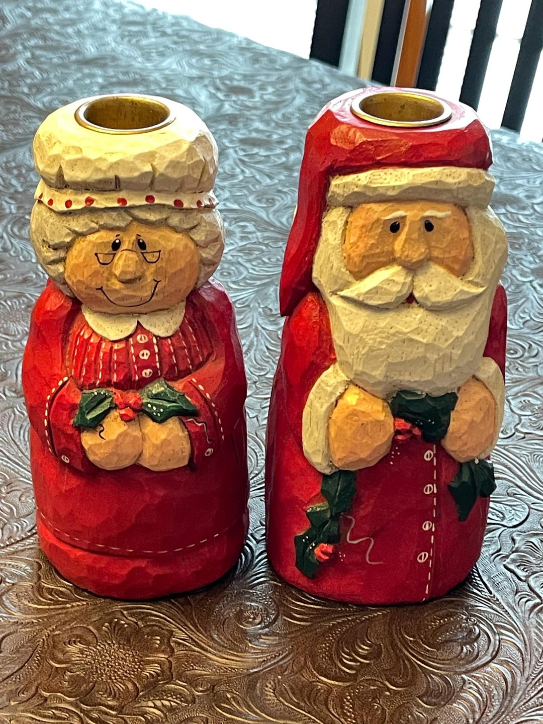 Santa and Ms Claus Candle Sticks by Midwest of Cannon Falls Artist ...