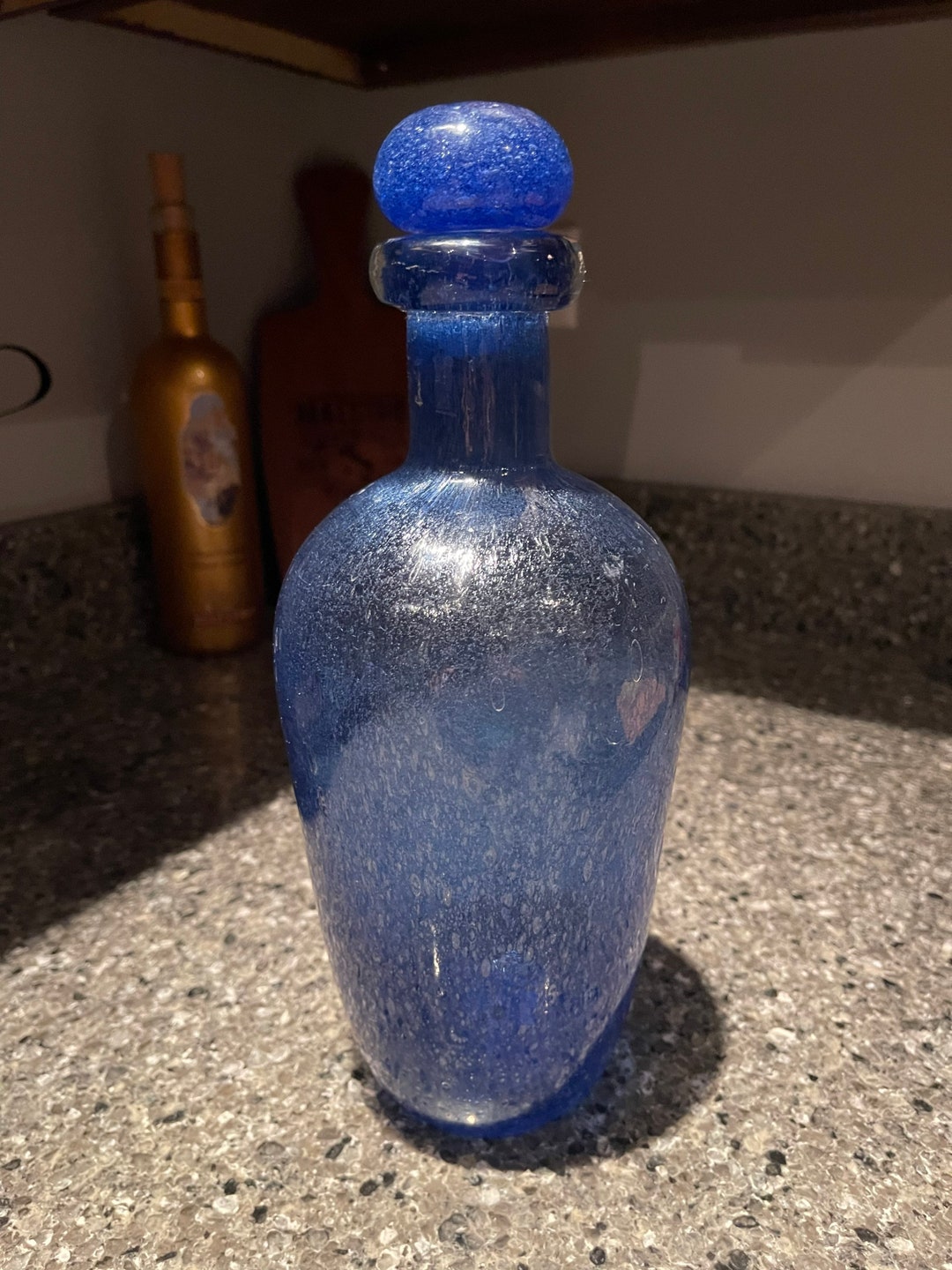 Hand Blown Bubble Glass Jar With Topper by Unknown Artist. - Etsy
