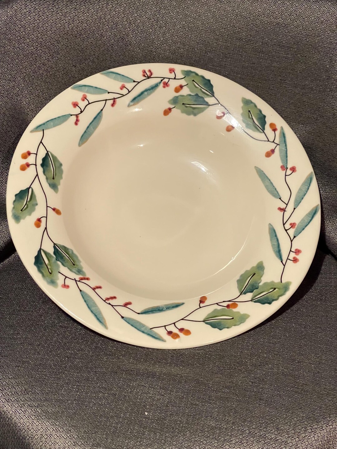 Vintage 1995 Hearthstone Pottery Mistletoe Large Serving Bowl 12 3/8USA ...