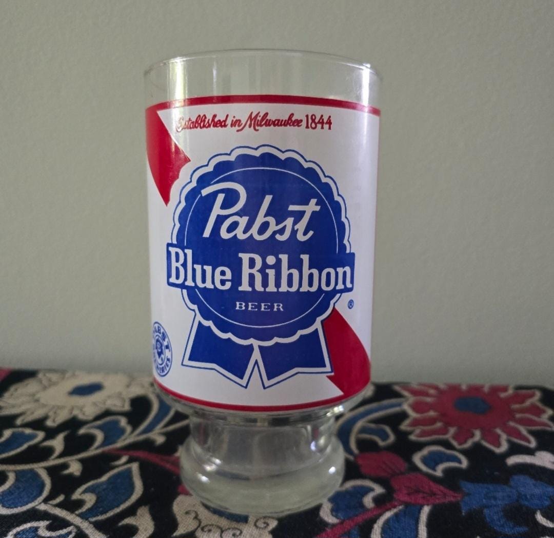 Vintage 32 Oz Pabst Blue Ribbon Glass - Etsy