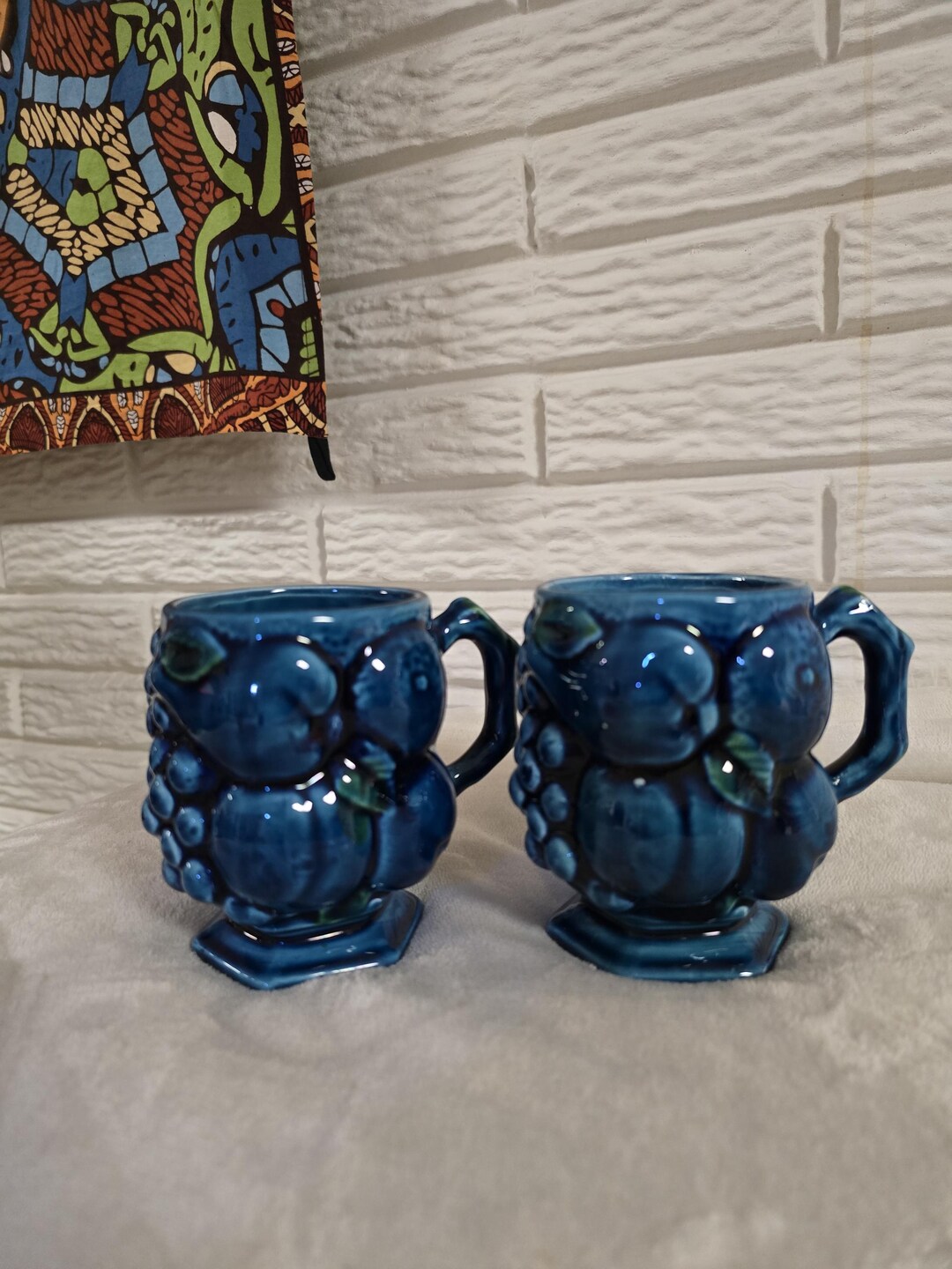 Vintage Inarco Pottery Mood Indigo Mugs - Etsy