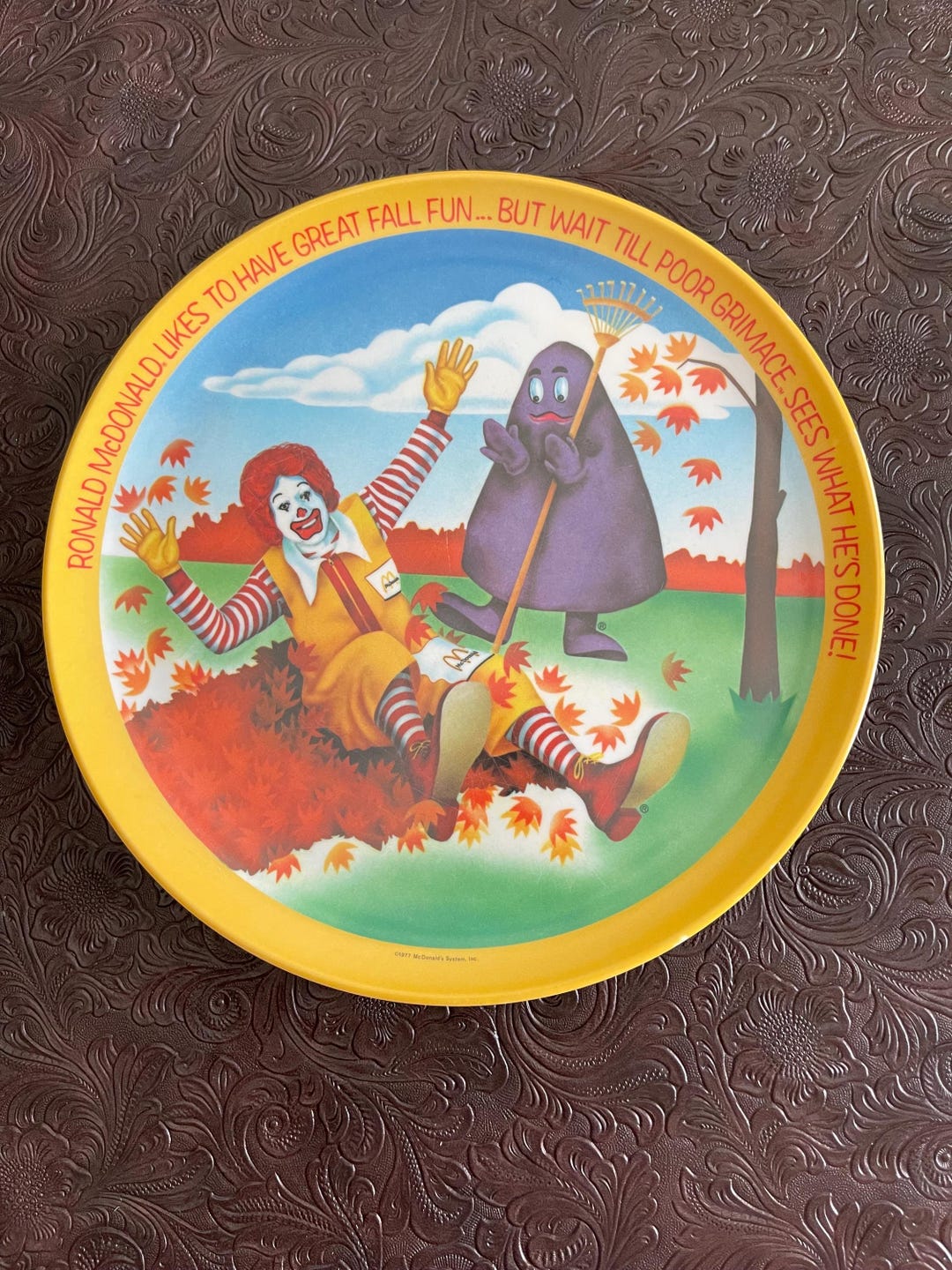 1977 Ronald Mcdonald Plate. Ronald and Grimace in Fall. - Etsy