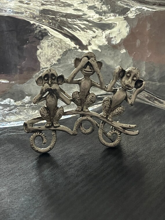 Monkey pins - see, hear, speak no evil and monkey on … - Gem