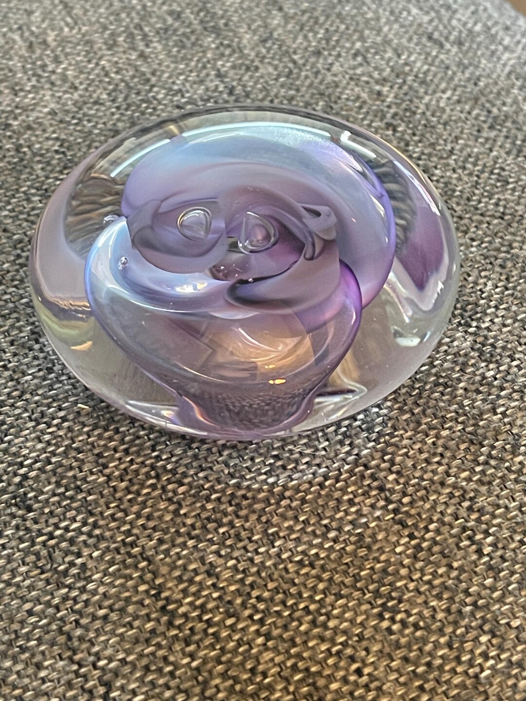 Jim Karg Art Glass Paperweight. It is Hand-blown and Features a Purple ...