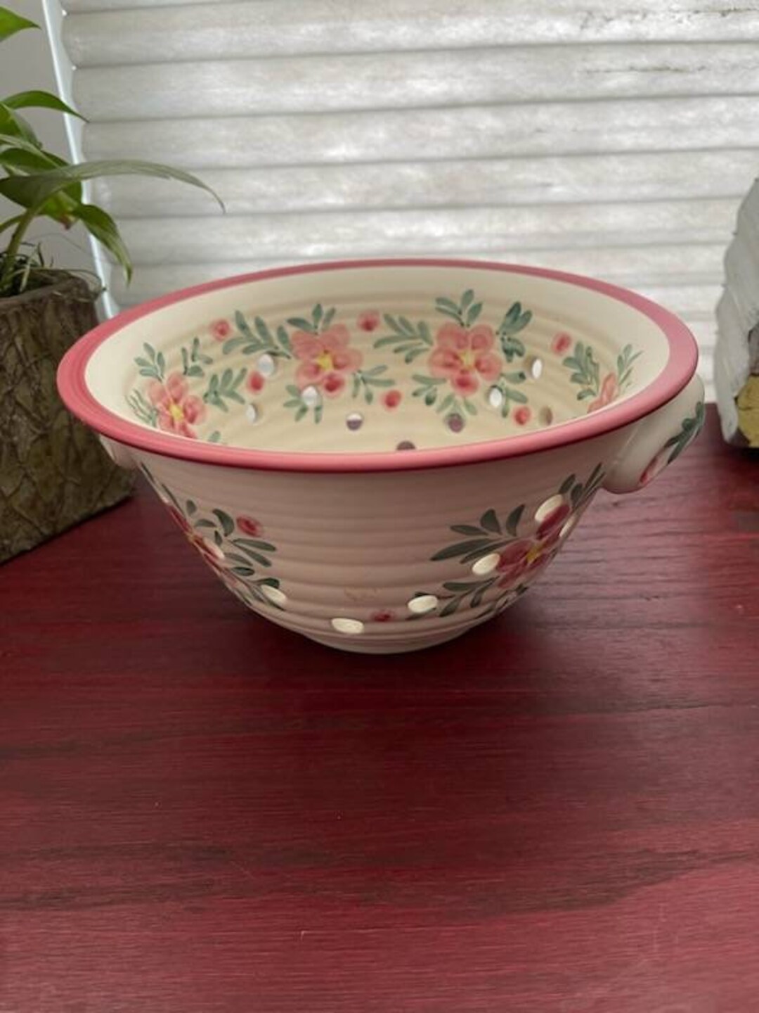 Deb Co. Berry Strainer Hand Painted Flowers and Leaves. - Etsy
