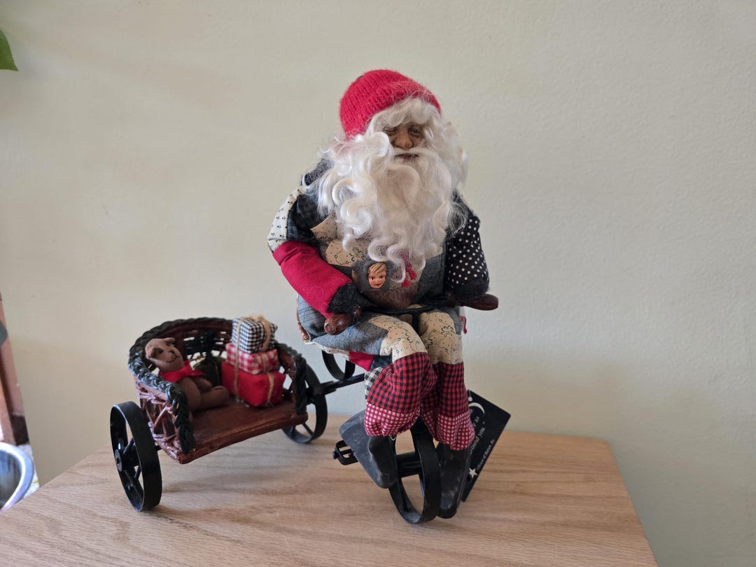 Rare Ye Olde Santa House of Hatten. Santa on Bike With Basket Cart ...
