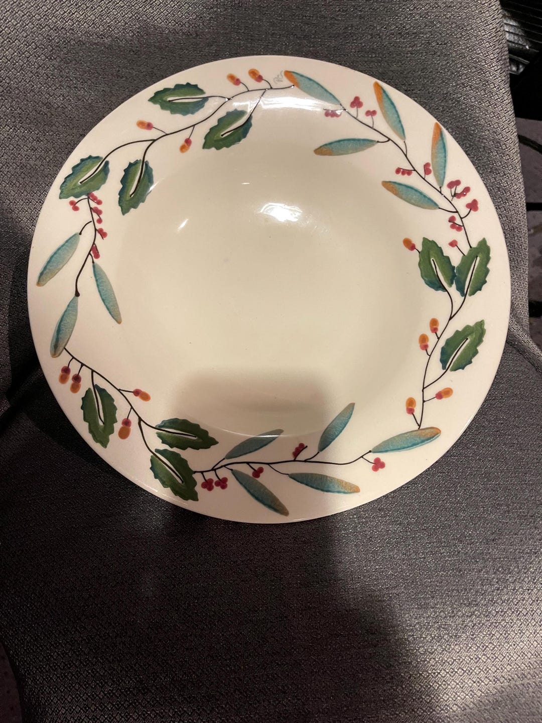 Vintage 1995 Hearthstone Pottery Mistletoe Large Serving Bowl 12 3/8 ...