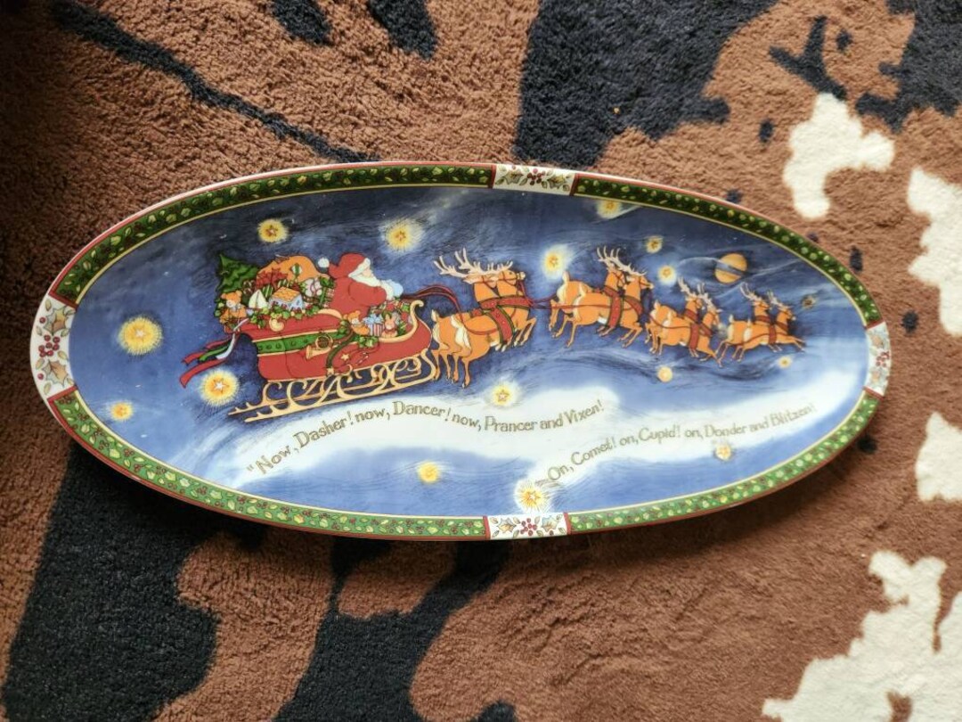 A Susan Winget Beautiful Detailed Fine Porcelain Tray. Santa and His ...