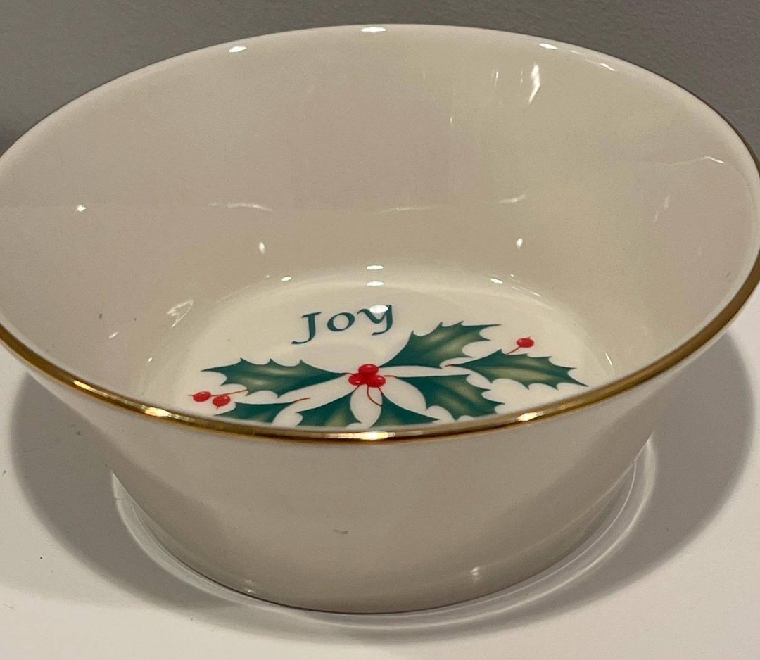 Lenox Dimension Collection Holiday Round Dish “joy” Christmas Holly - Etsy