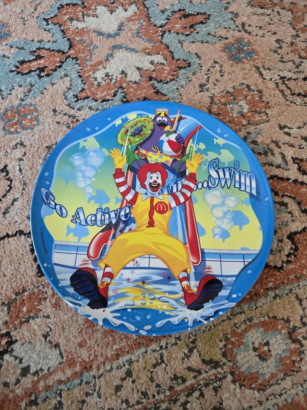 Vintage 2005 Mcdonald's Ronald Mcdonald Plate Go Active Swim Swimming ...